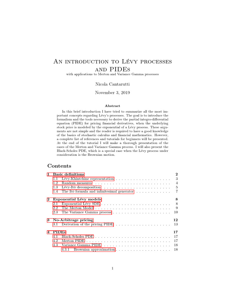 A.3 Introduction To Lévy Processes and PIDEs | PDF | Applied ...