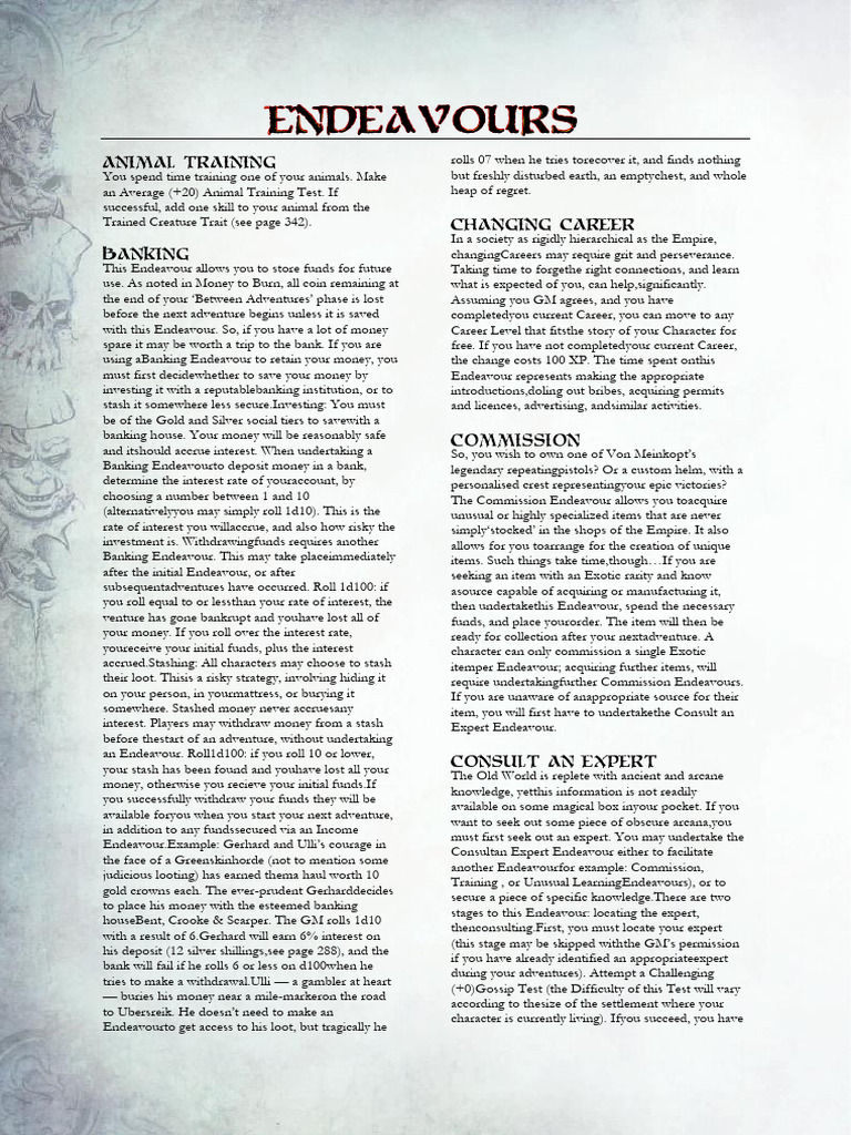Managing Endeavours in Adventure Games | PDF | Money