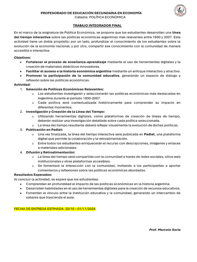 Trabajo Integrador Final Politica Economica | PDF