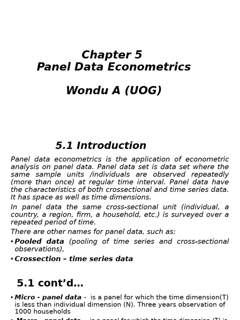 Chapter 5 Panel Data | PDF | Fixed Effects Model | Ordinary Least Squares