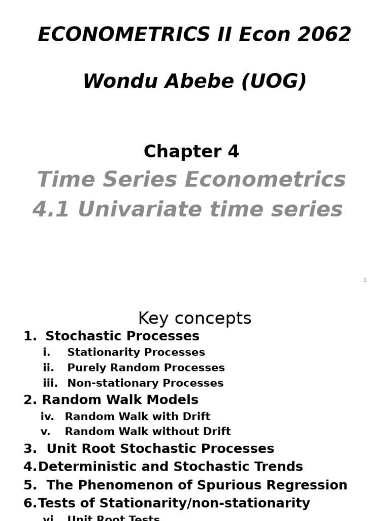 Econometrics Ii Chap 4 1 Univariate Time Series Ppt 1 Pdf