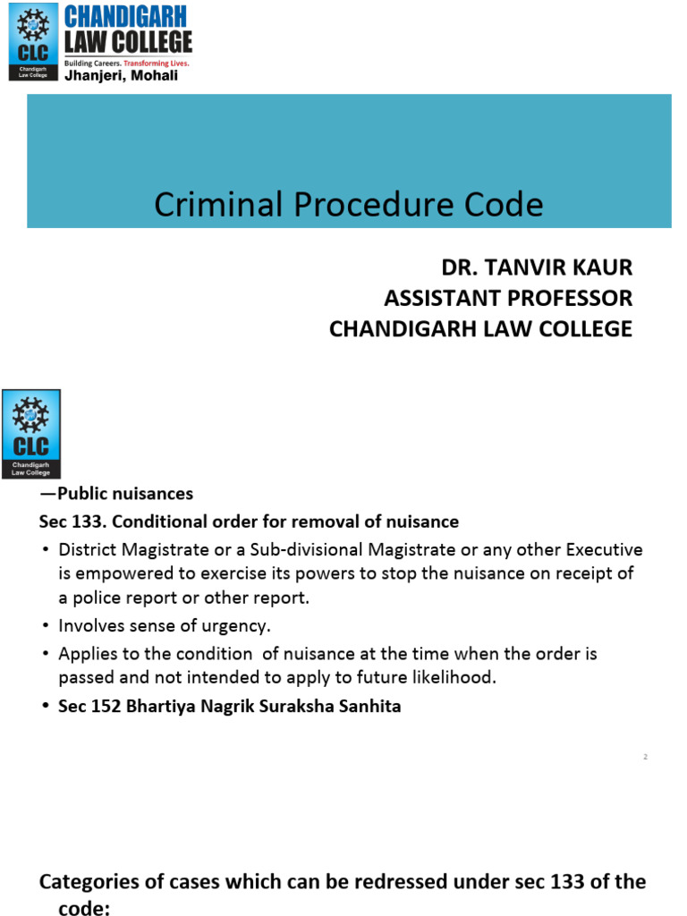 Criminal Procedure Code | PDF | Nuisance | Lawsuit