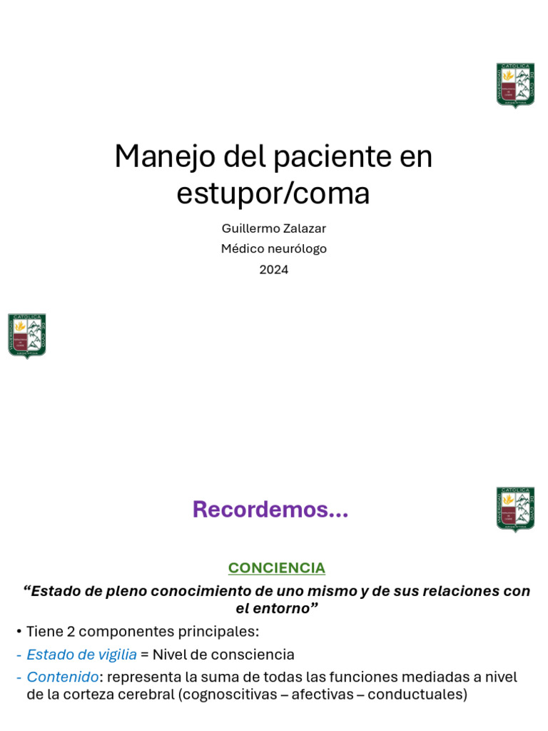 Coma - Síndrome Confusional Agudo | PDF | Coma | Neuroscience