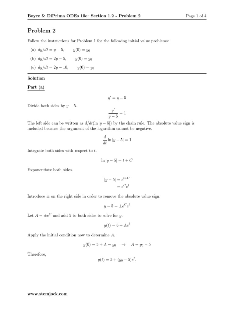 BoyceODEch1s2p02 | PDF | Mathematical Analysis | Mathematical Concepts