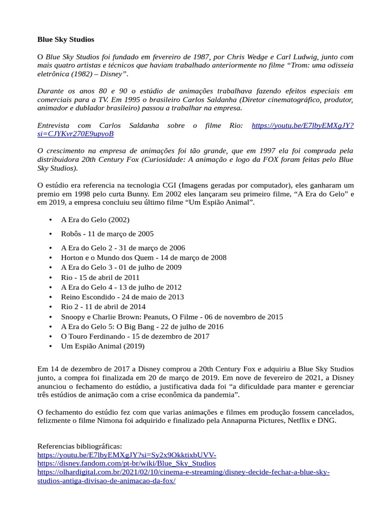 Blue Sky Studios | PDF
