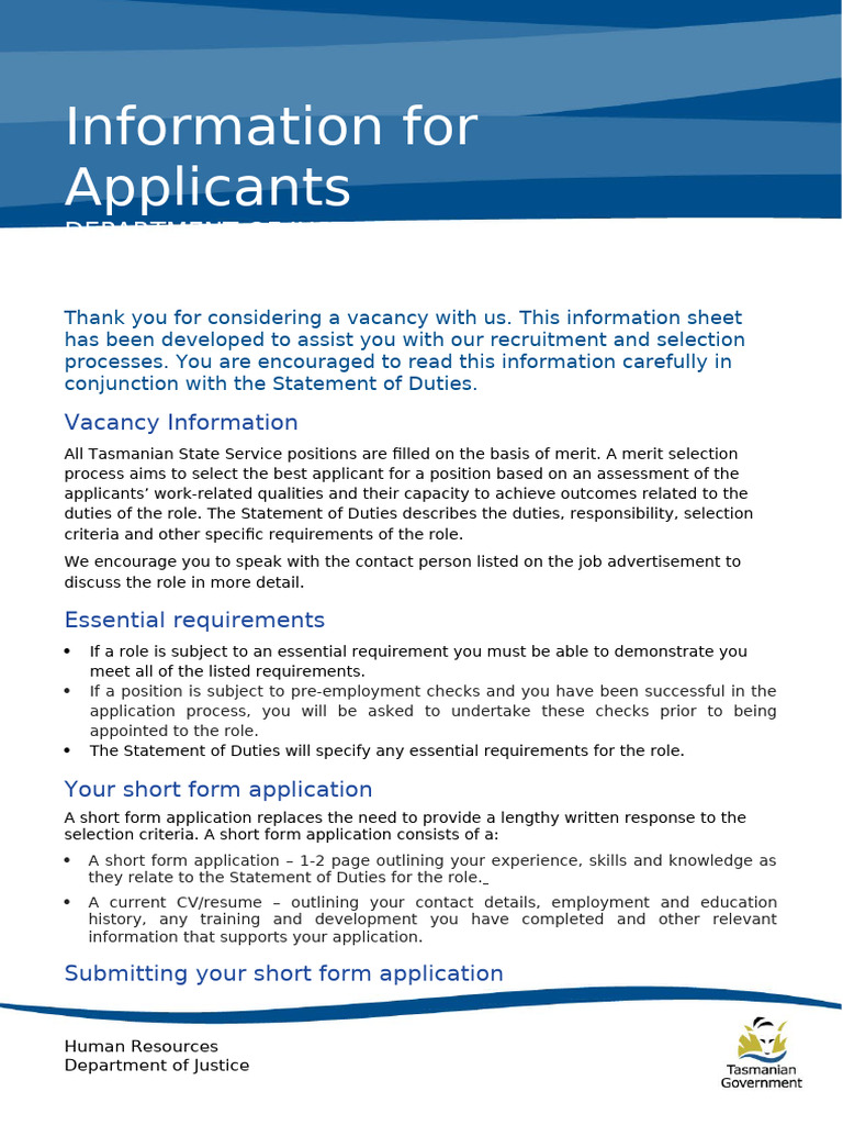 Short Form Application Guide | PDF | Résumé | Information