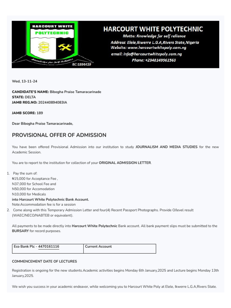 Print Slip | Harcourt White Poly | PDF