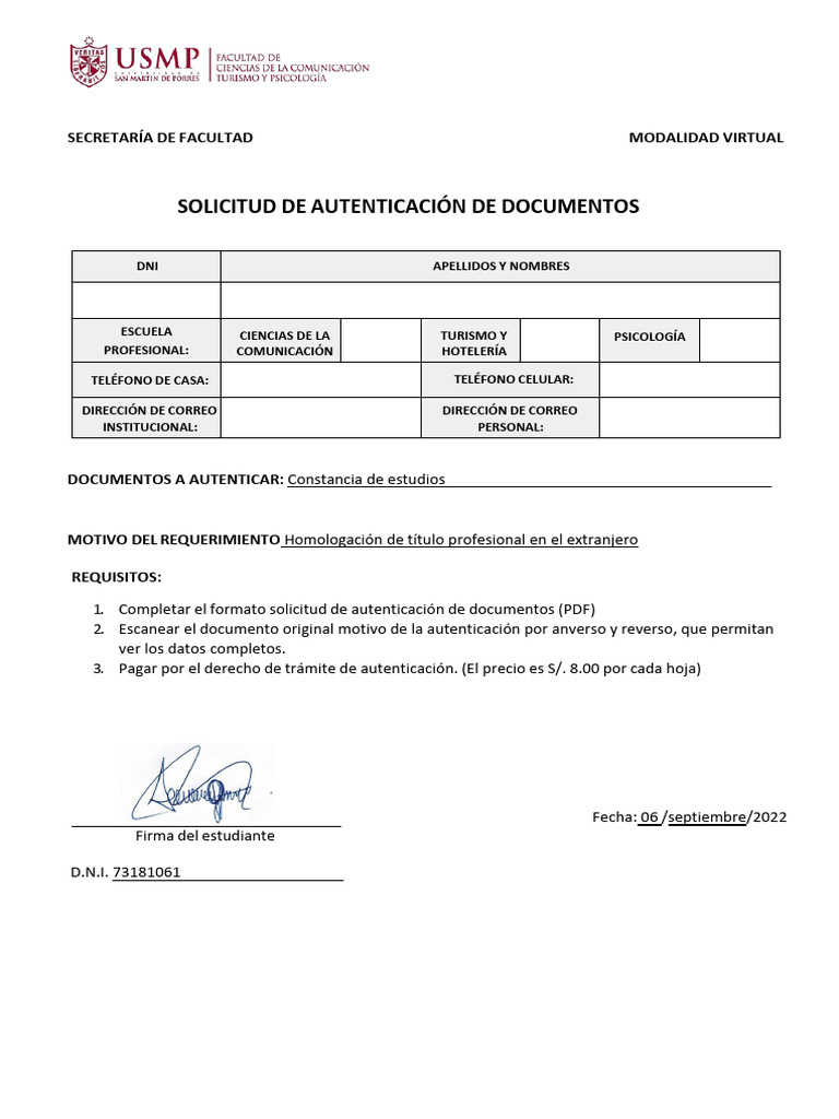 Solicitud de Autenticación de Documentos 2 | PDF Solicitud de Autenticación de Documentos 2 | PDF