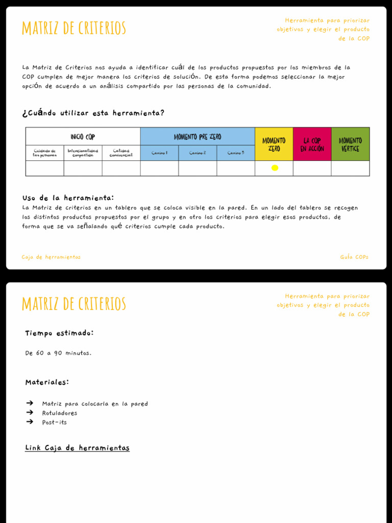 Caja de Herramientas Matriz de Criterios | PDF | Matriz (Matemáticas)