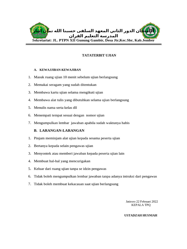 Tatib Ujian | PDF
