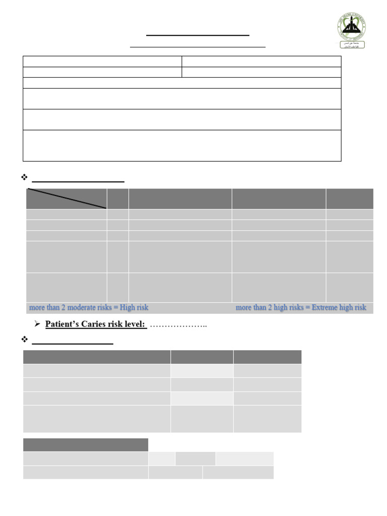 Treatment Planning Form ASU | PDF | Health Sciences | Dentistry