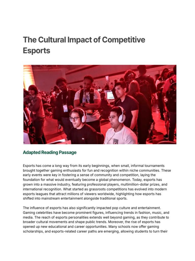 The Cultural Impact of Competitive Esports | PDF | Sports | Popular Culture