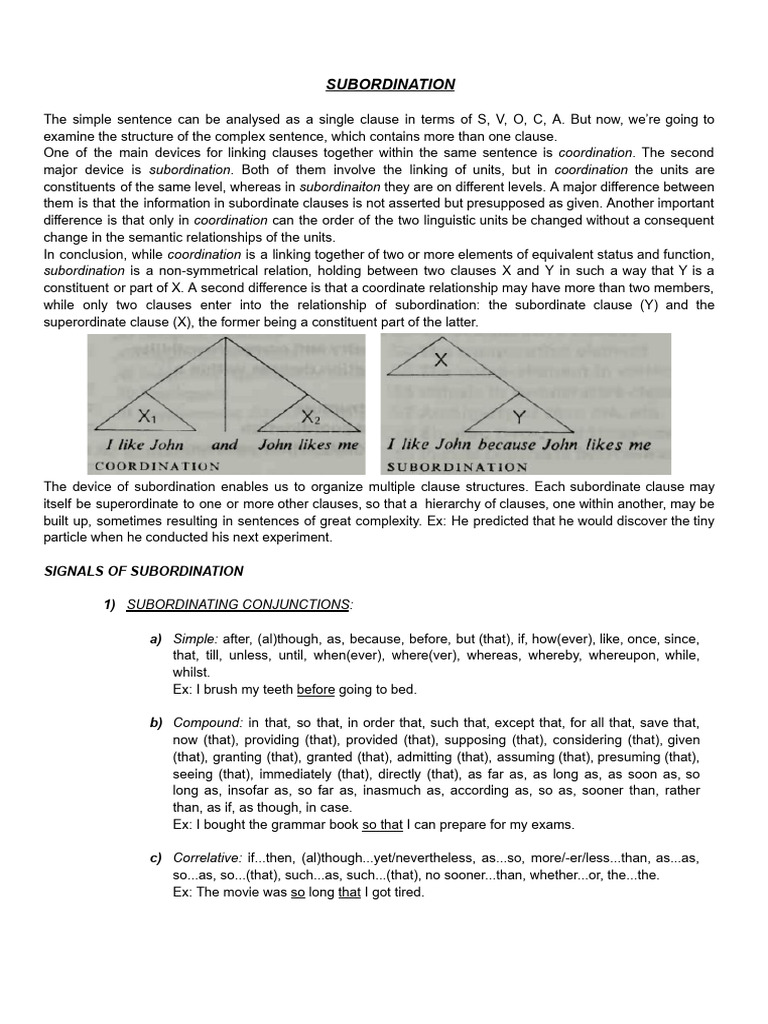 Understanding Subordination in Sentences | PDF | Clause | Subject (Grammar)