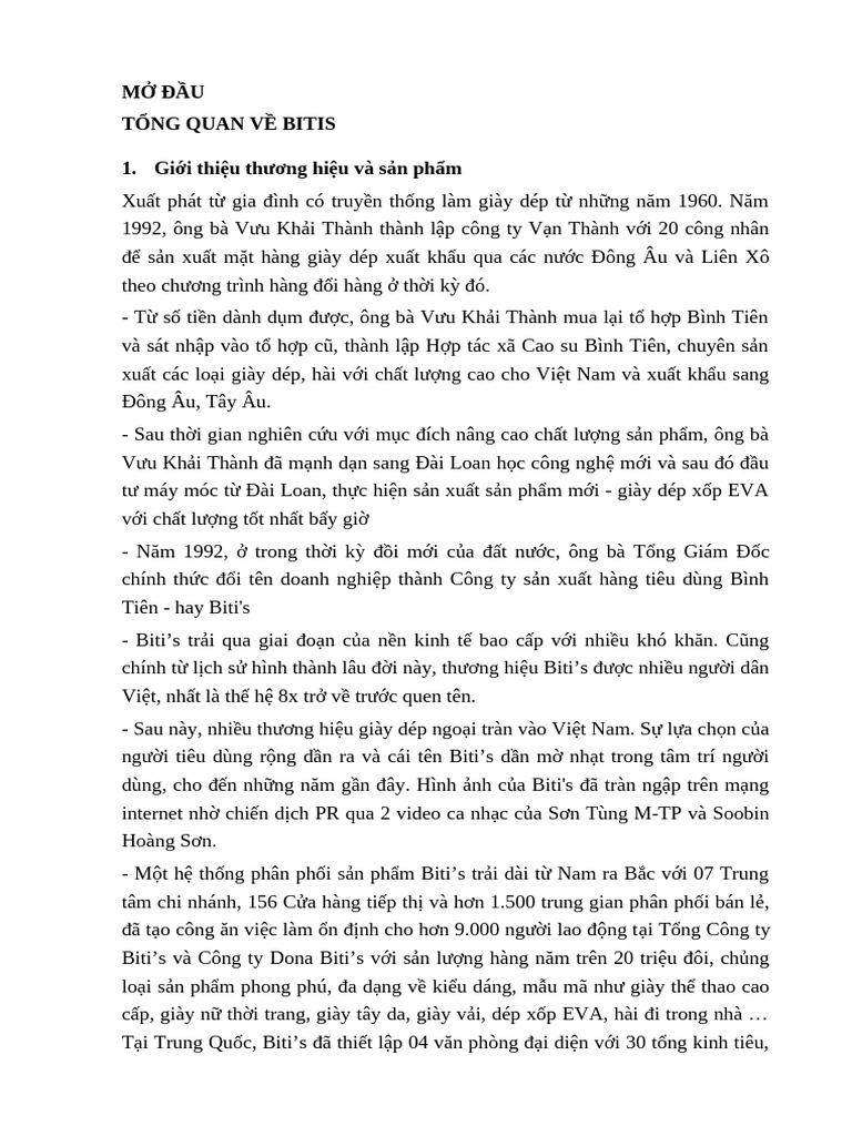 Tổng Quan Về Biti's | PDF