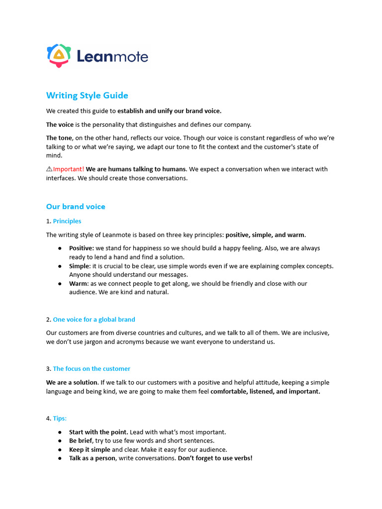 Leanmote Writing Style Guide | PDF | Brand | Well Being