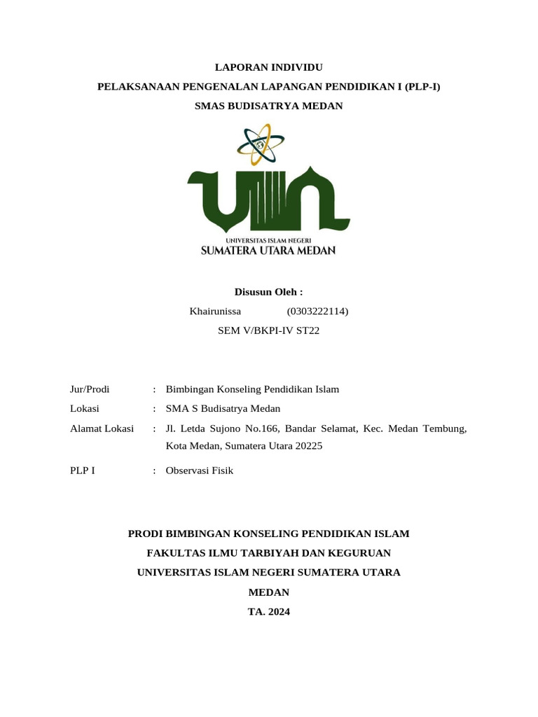 Laporan Plp-I Khairunissa | PDF