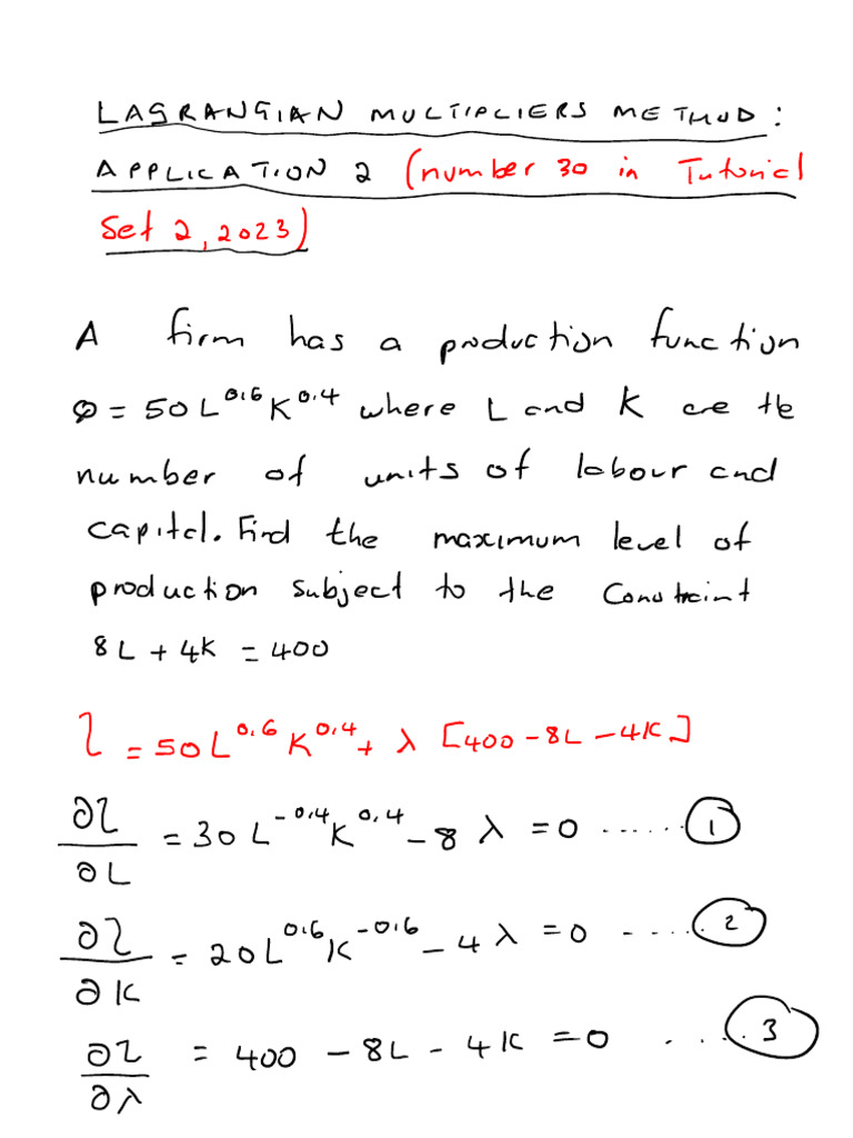 Lagrangian Multipliers APPLICATION 2 | PDF