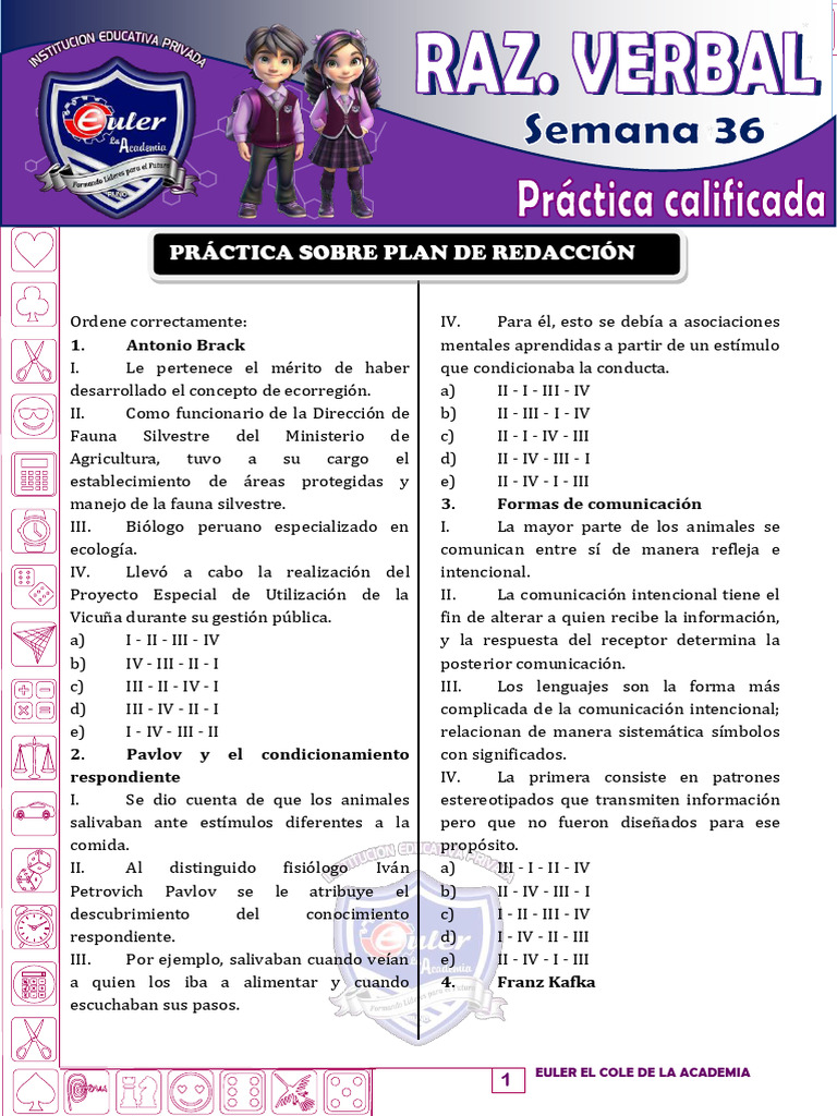 Práctica Sobre Plan de Redacción: 1. Antonio Brack | PDF | Sistema inmune | Herencia