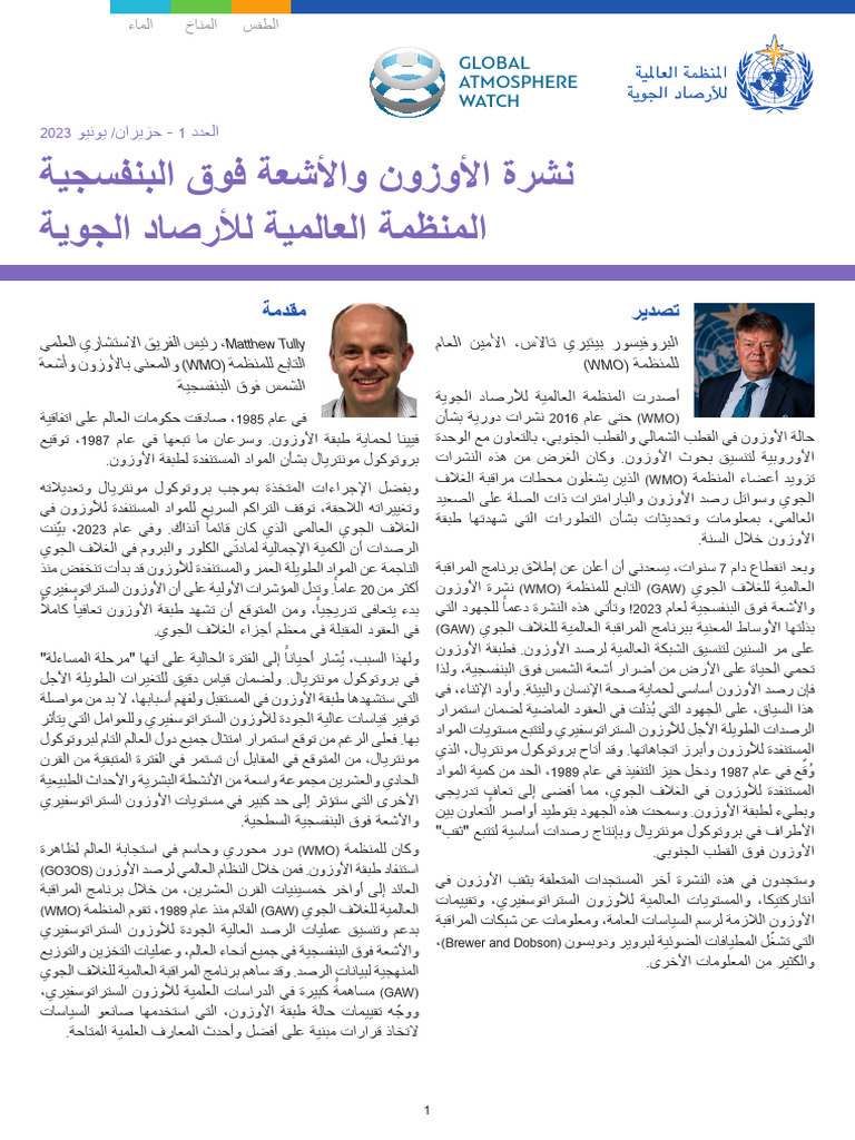 Ozone and UV Bulletin 1 Ar 1 | PDF