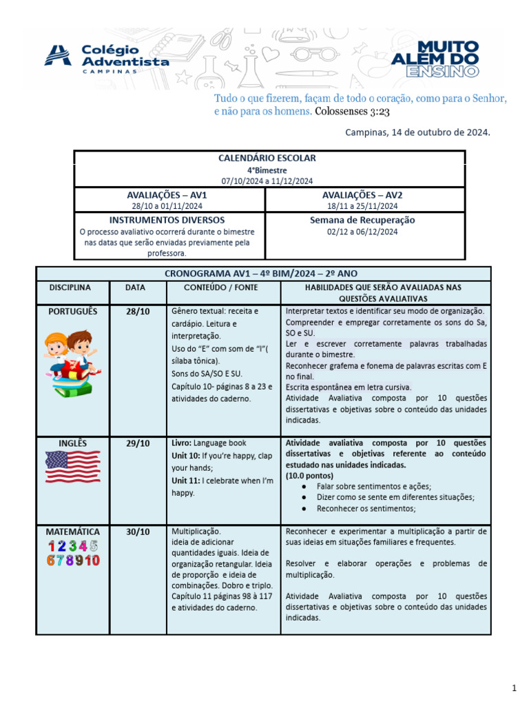 2º Ano - Av1 (Prova) | PDF | Linguística