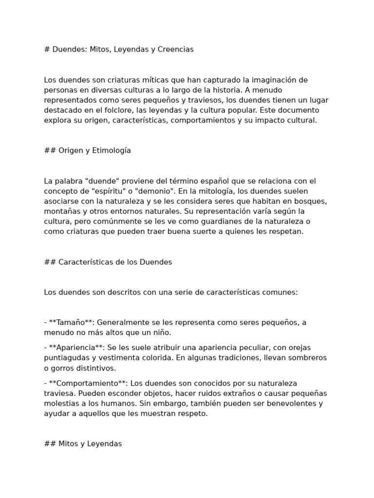 Tipos de Duendes en Culturas | PDF | Folklore