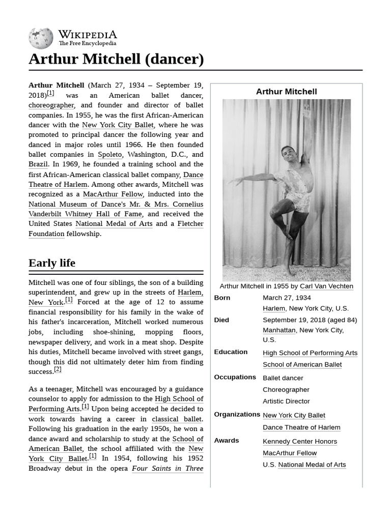 Arthur_Mitchell_(dancer) | PDF | Performing Arts | Concert Dance