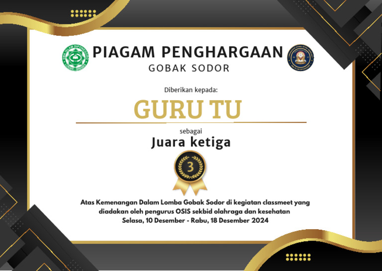 Hitam Emas Gradasi Modern Sertifikat Penghargaan Juara Lomba_20241219 ...