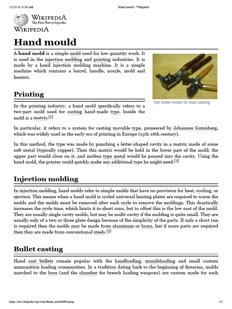 Hand Mould - Wikipedia | PDF | Industrial Processes | Secondary Sector ...