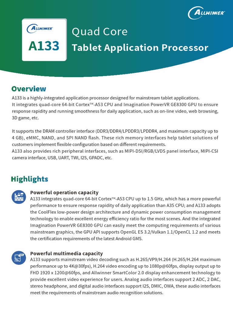 Allwinner A133 | PDF | Graphics Processing Unit | Computer Science