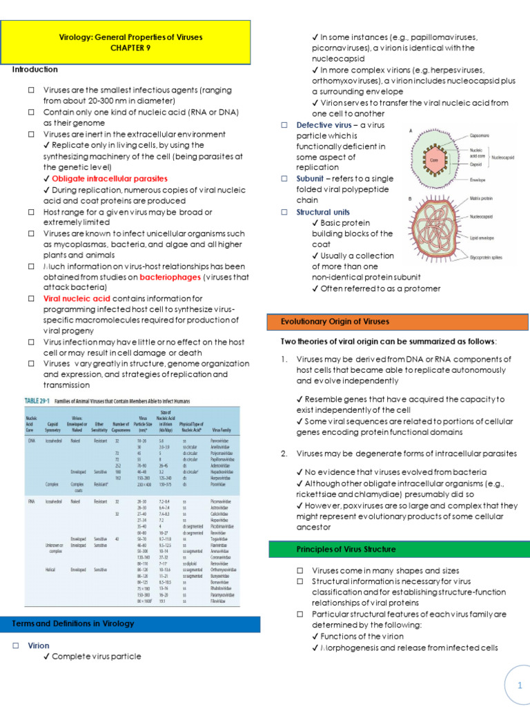 General Properties of Viruses (Transes) - Finals 1 | PDF | Virus | Rna