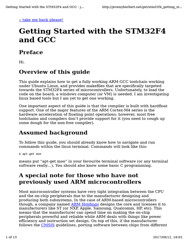 Getting Started With The STM32F4 and GCC | PDF | Computer Hardware | Computer Science