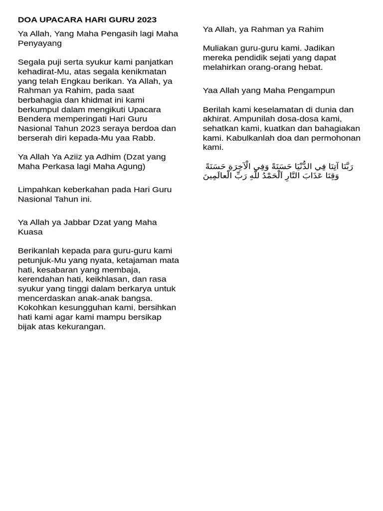 Doa Upacara Hari Guru | PDF