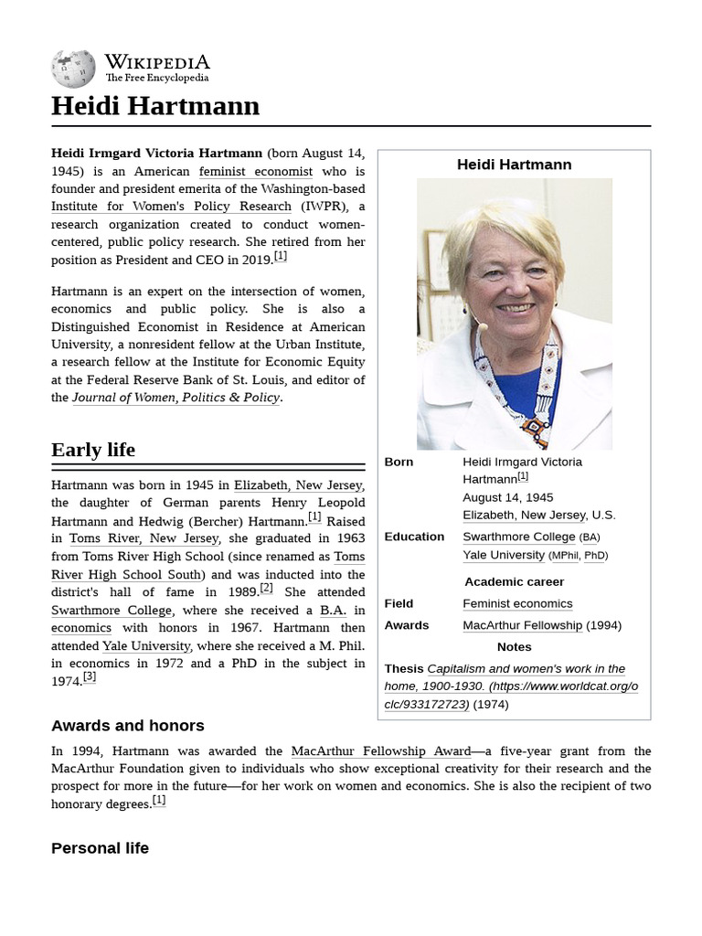 Heidi_Hartmann | PDF | Gender | Gender Studies