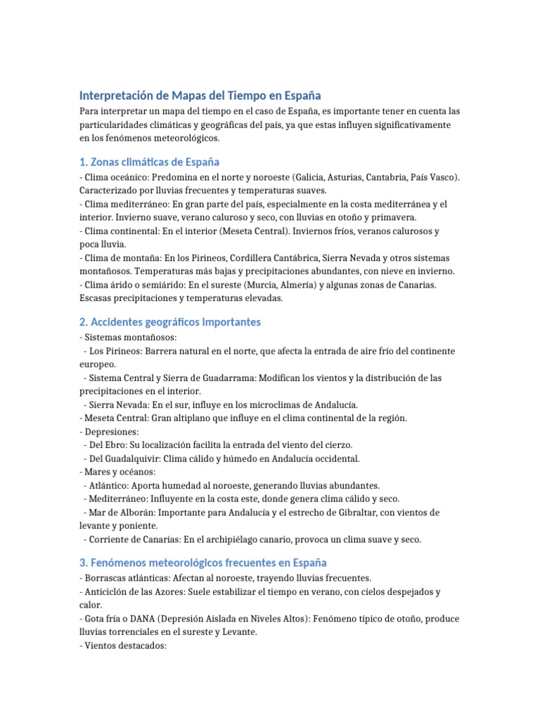 Interpretación Mapas Tiempo España | PDF | Clima | Precipitación