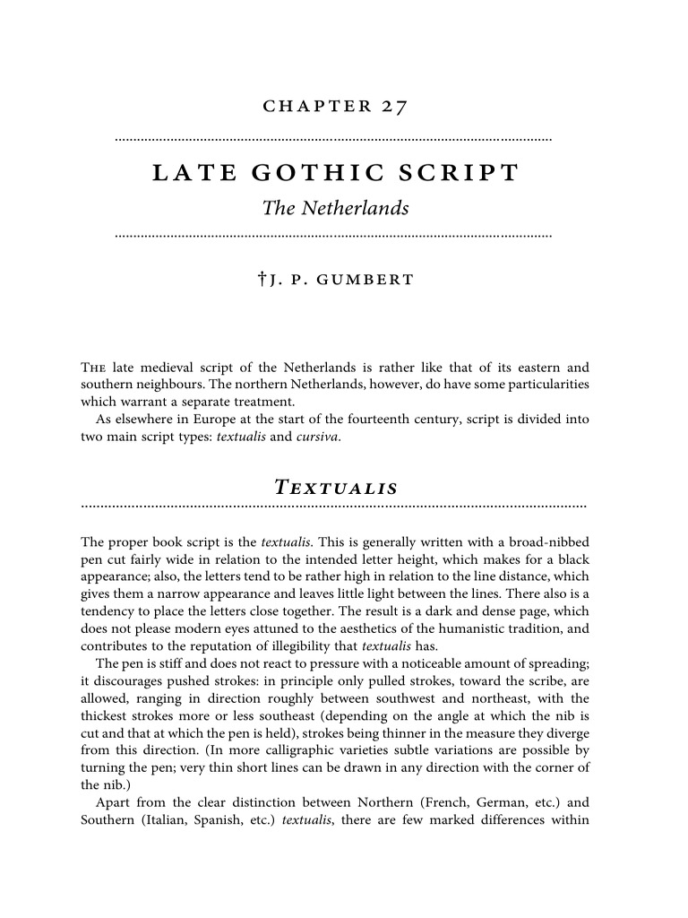 Latin Palaeography (Part I (I.5) Chapter 27 - Late Gothic Script. The Netherlands) Oxford Pp ...