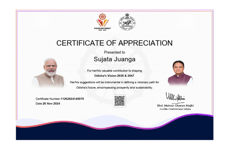 Certificate of Appreciation: Sujata Juanga | PDF