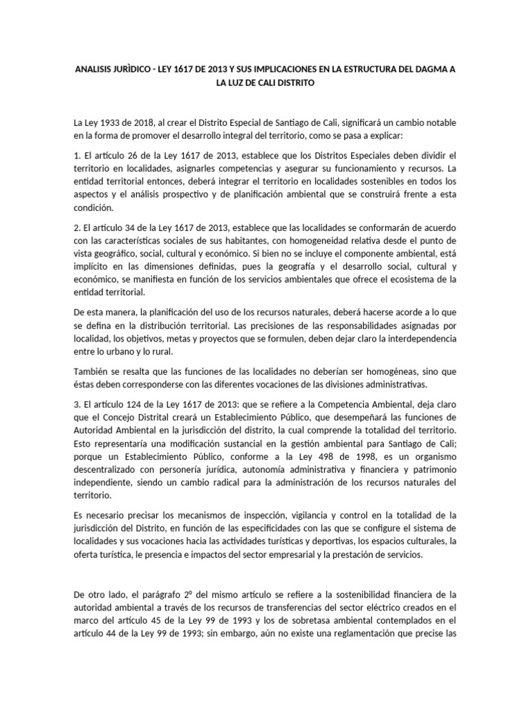 Ley 1617 de 2013 y DAGMA en Cali | PDF | Entorno natural | Planificación