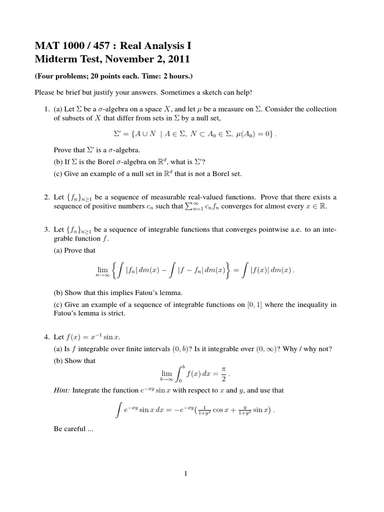 MAT1000 Test2011 | PDF