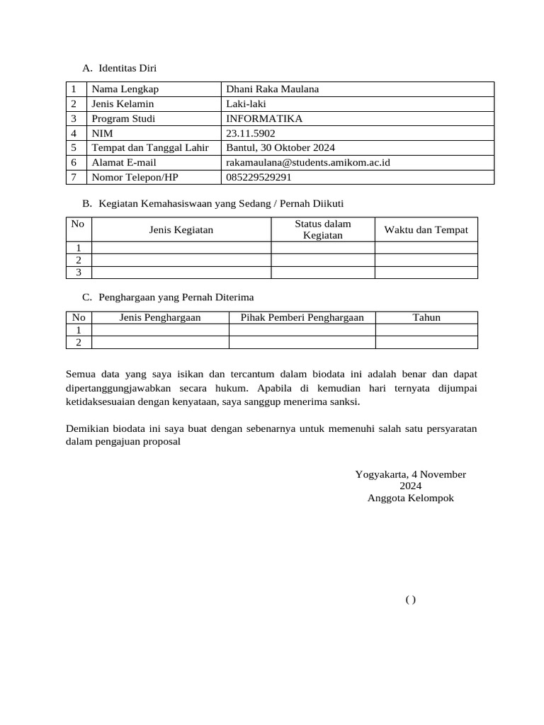 Identitas Anggota Nama | PDF