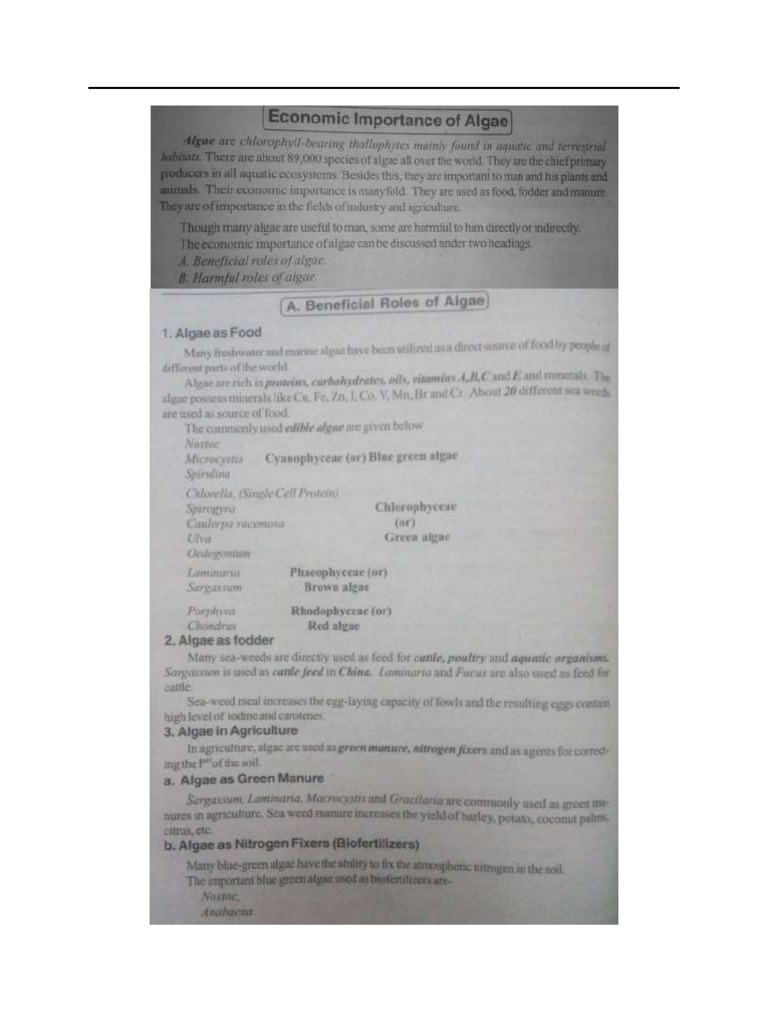 Eco Imp of Algae Notes with QB (final) | PDF
