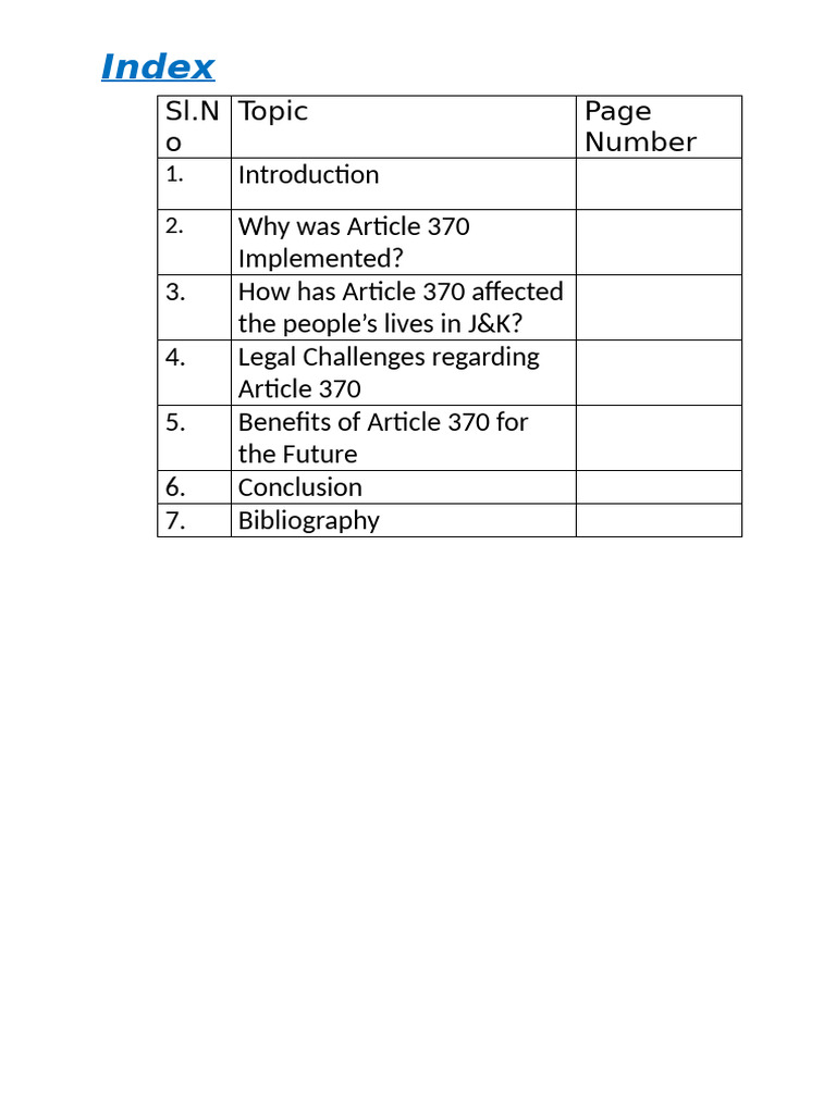 Index English Project | PDF