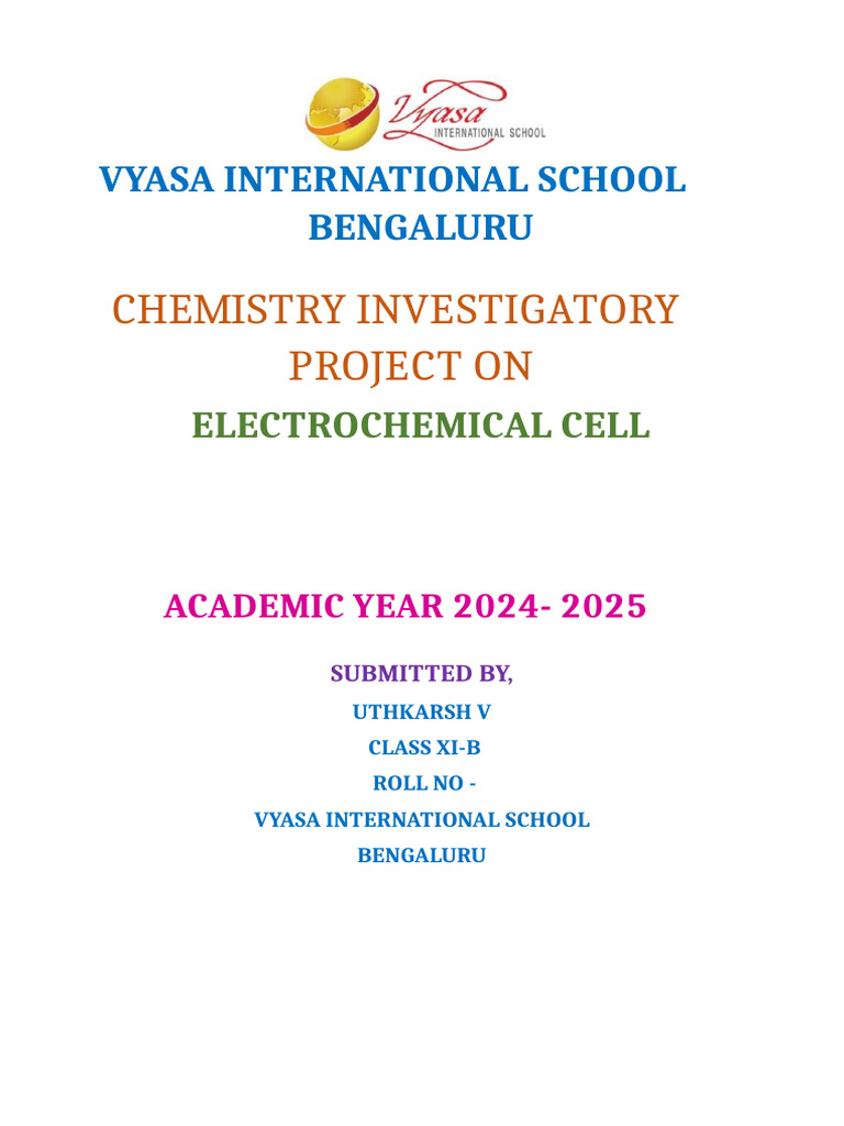 Chemistry Project File | PDF | Electrochemistry | Anode