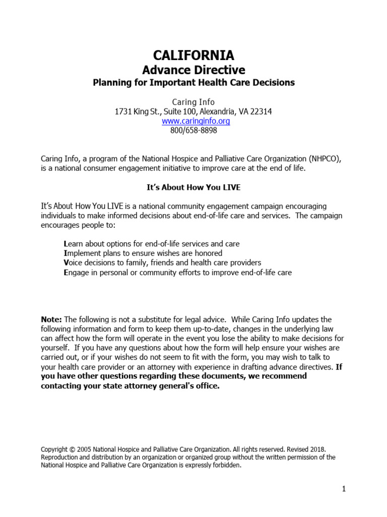AARP California HEALTH DIRECTIVE | PDF | Palliative Care | End Of Life Care