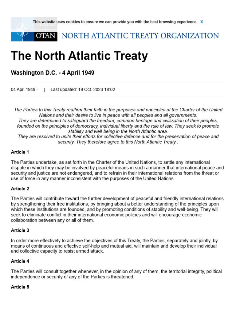 North Atlantic Treaty Overview 1949 | PDF | Treaty | Ratification
