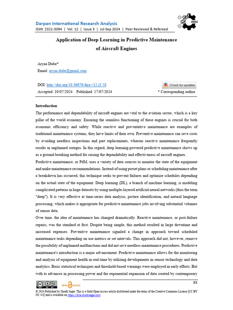 Application of Deep Learning in Predictive Mainten | PDF | Reliability Engineering | Deep Learning