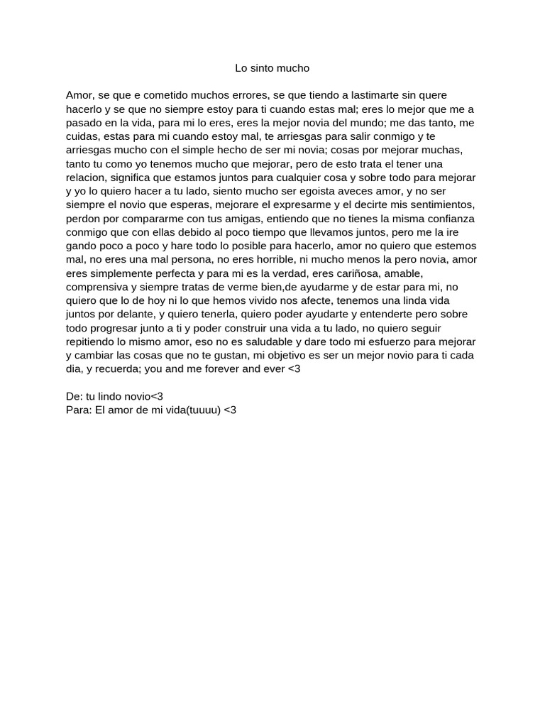 Lo Siento Mucho | PDF