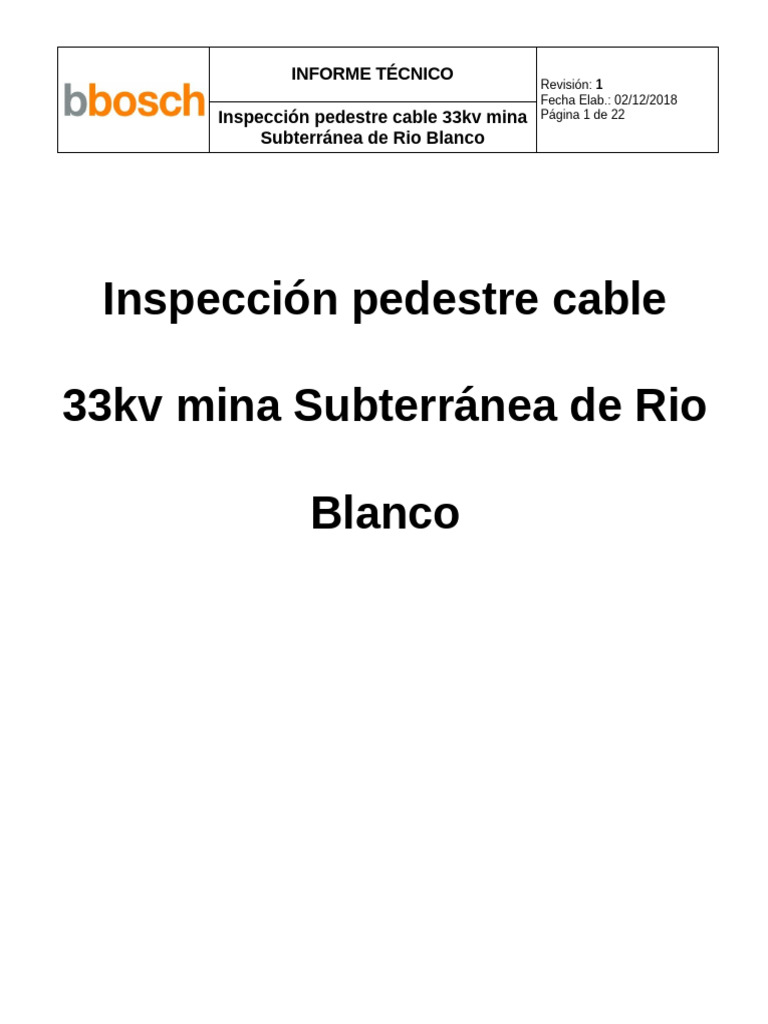 Informe Isnpeccion Cables 33Kv Tramos Don Luis Gis 17 J Gis 17 A Gis 11 ...