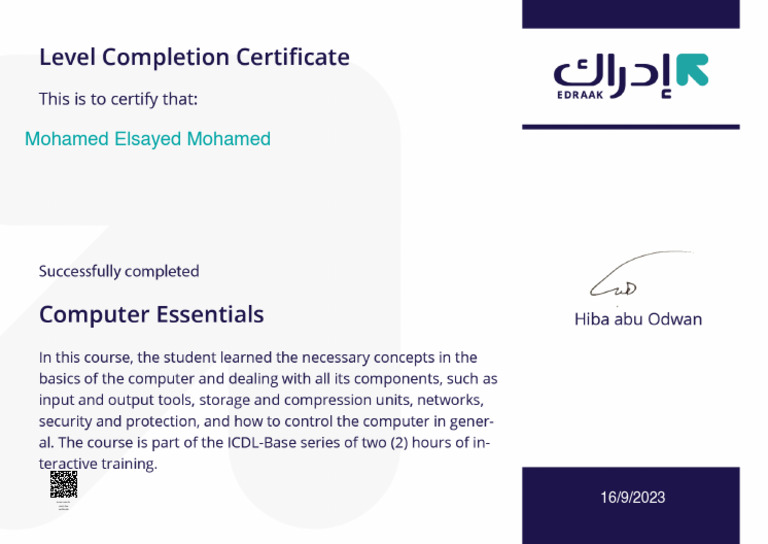 Computer Essentials Certificate | PDF