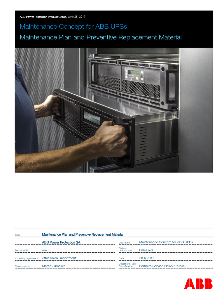 Maintenance Concept ABB UPSs - July2017 | PDF | Power Inverter ...