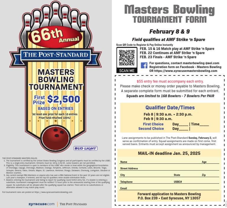 PS Masters Bowling Signup | PDF | Competition | Sports Competitions